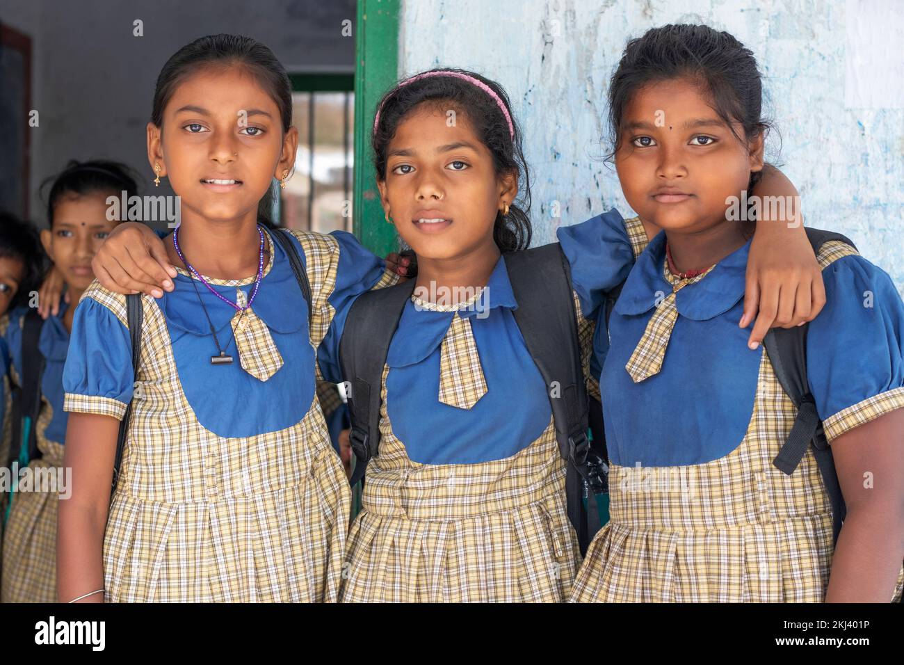 Group of School Girls standing at school Stock Photo - Alamy