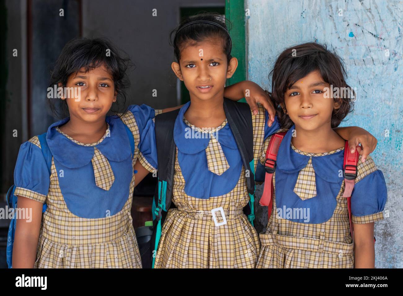 Group of School Girls standing at school Stock Photo - Alamy