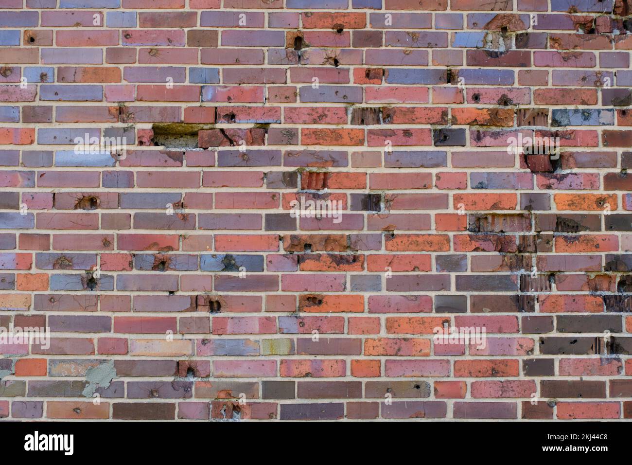 Background, brick wall made old German red burnt brick with traces ...