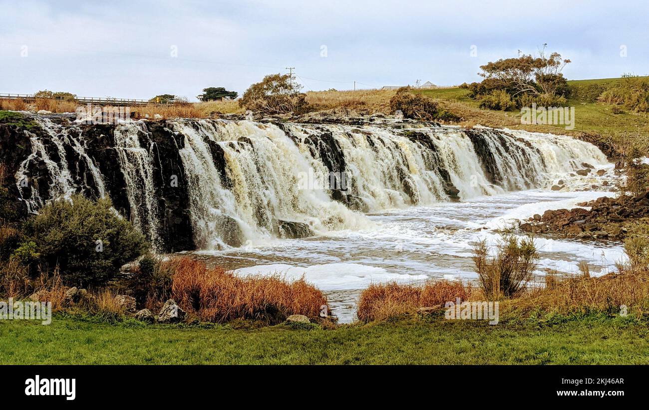 The Hopkins Falls around green nature in Cudgee, Victoria Stock Photo ...