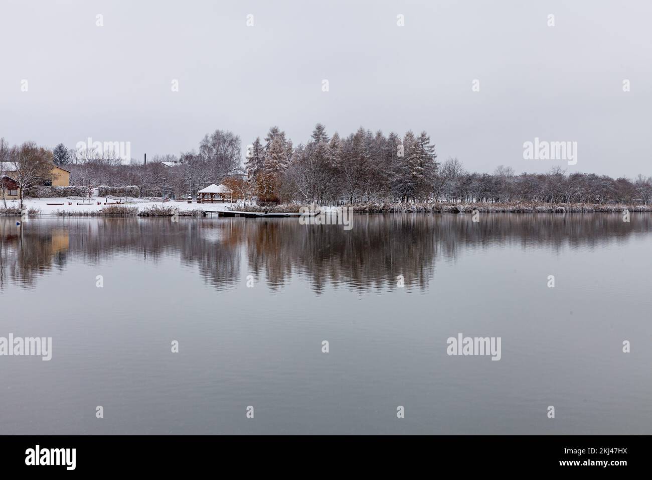 Winter landscape by the lake in November Stock Photo - Alamy