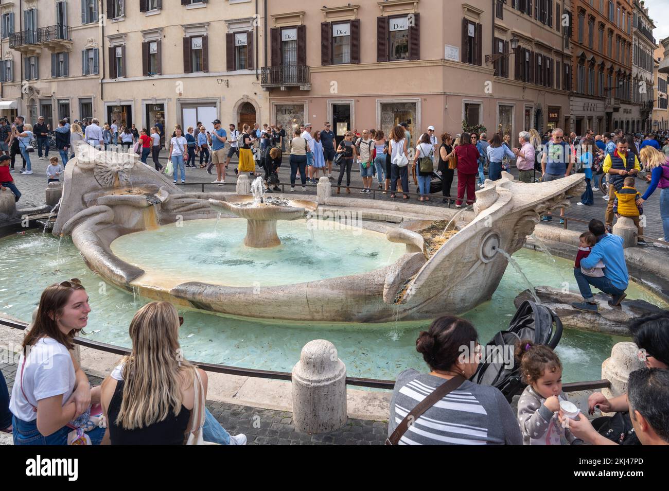 Rome, Italy - October 23, 2022: Fontana della Barcaccia Baroque boat ...