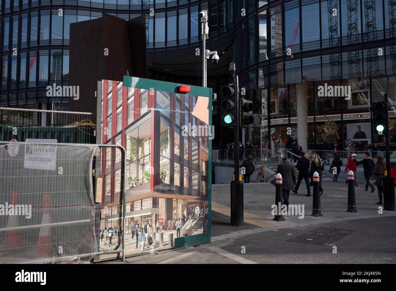 A development hoarding shows the future for Eldon Street which is under ...