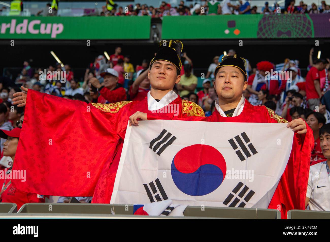 Koream fans during the FIFA World Cup Qatar 2022 Group H match between ...