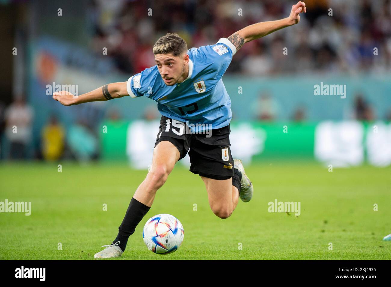 Federico Valverde of Uruguay in action during the FIFA World Cup Qatar ...