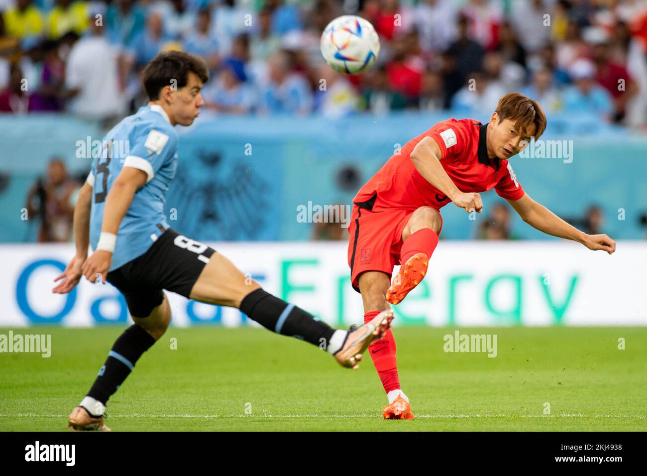 Jinsu Kim of Korea Republic kicks the ball during the FIFA World Cup Qatar 2022 Group H match ...