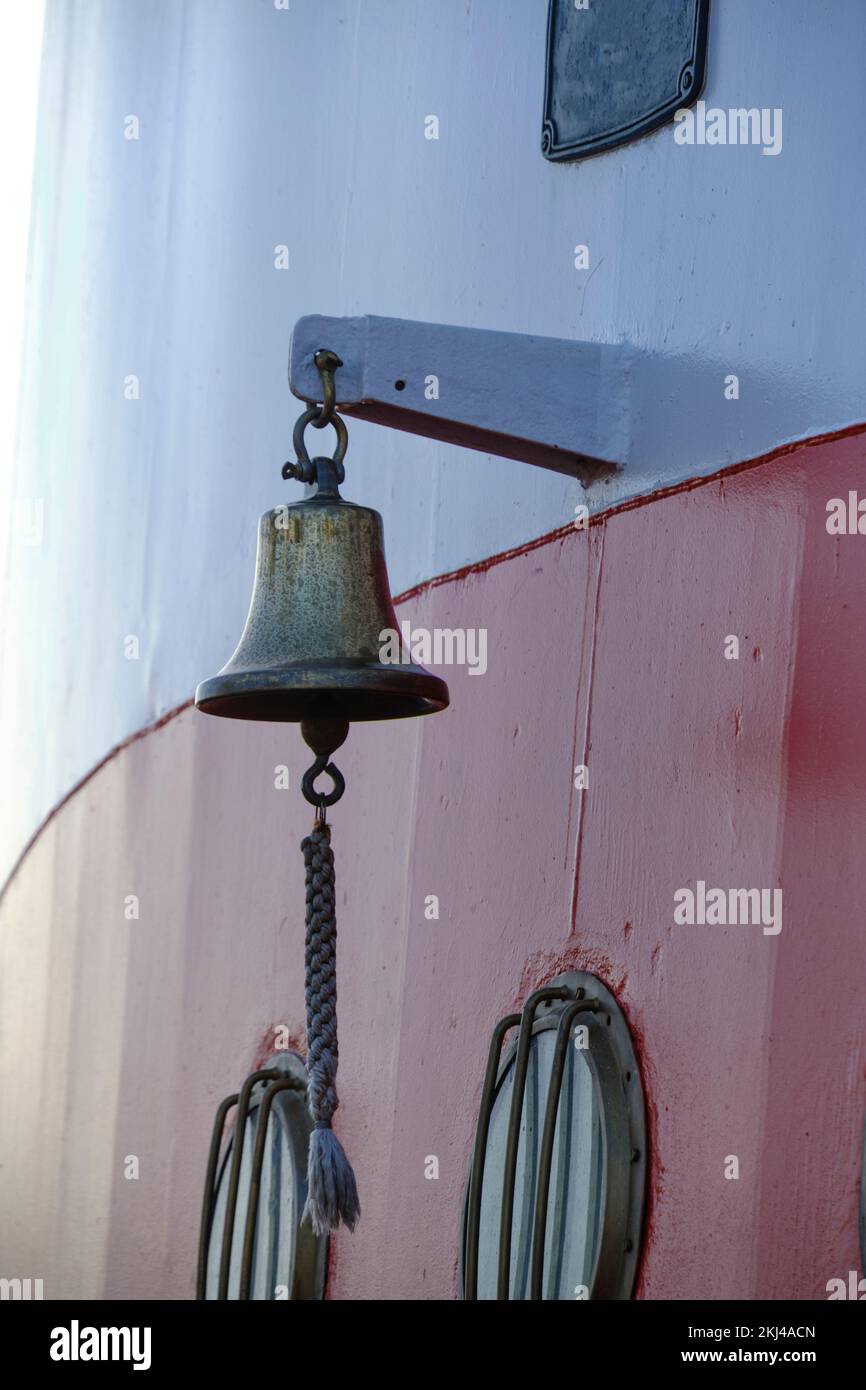 Ships bell suspended deck ship Stock Photo - Alamy