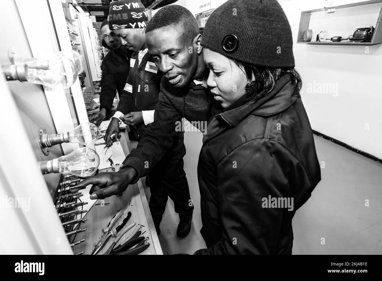 A view of African people in the vocational skills training center in ...