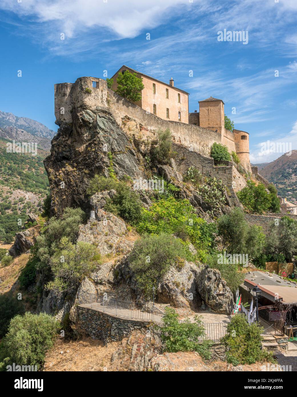 The beautiful little town of Corte on a summer morning, Corse, France ...