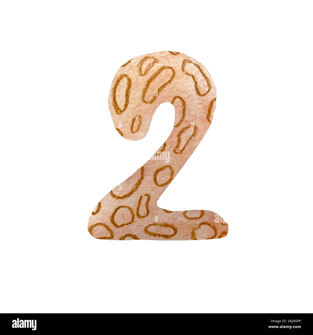 Number two figure textured a watercolor sketch Stock Photo - Alamy