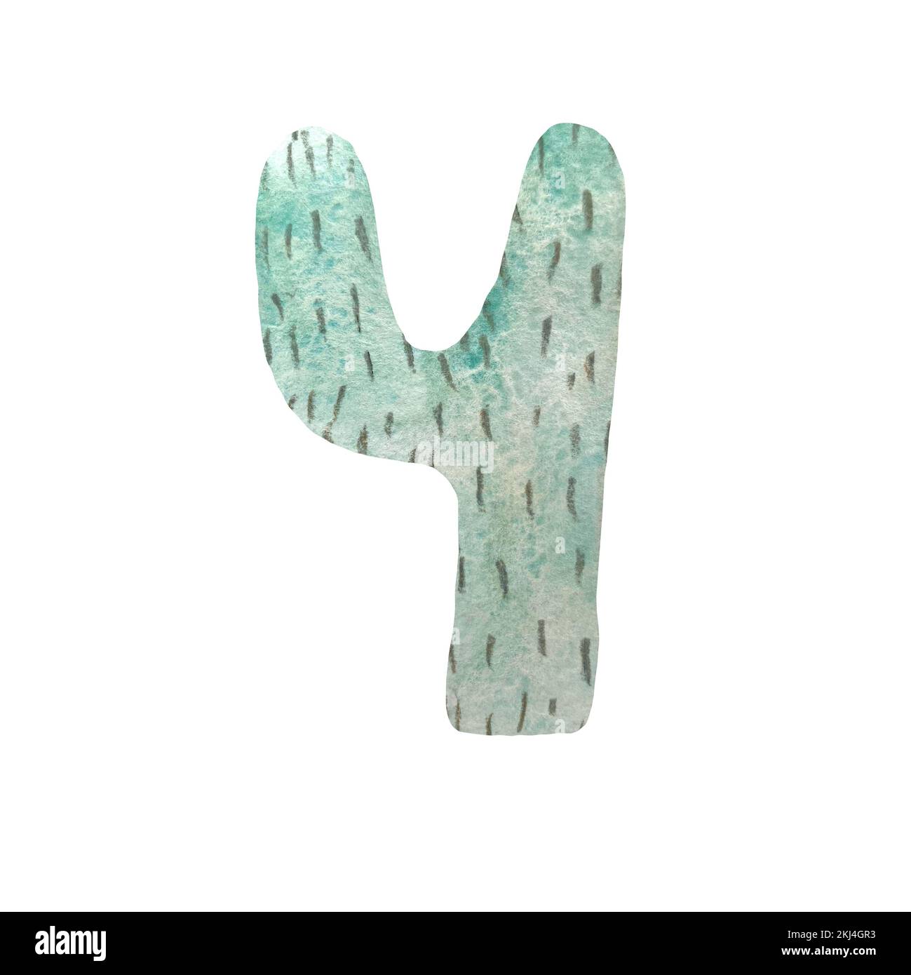 Number four figure blue a watercolor textured Stock Photo - Alamy