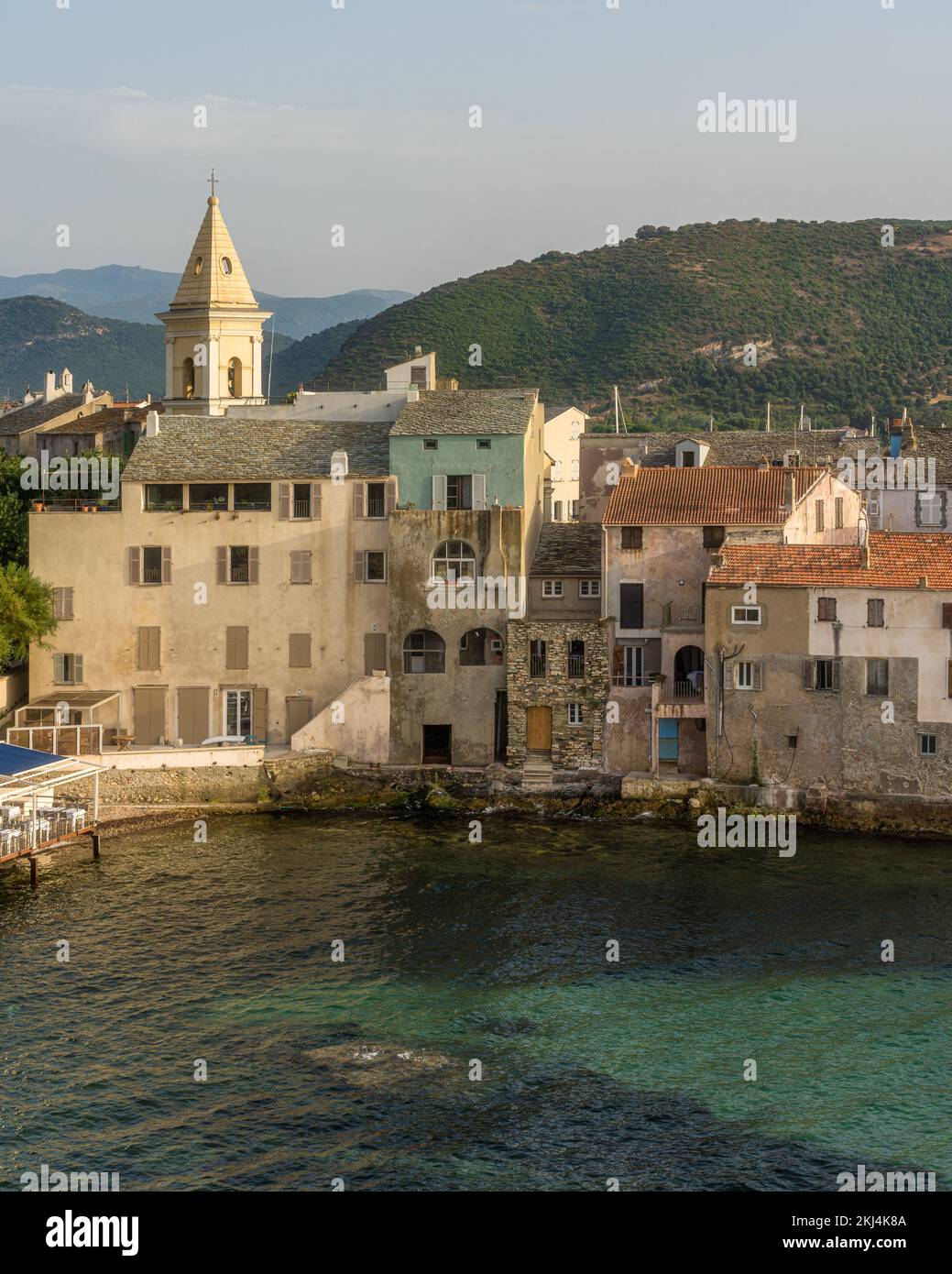 The scenographic village of Saint Florent (San Fiorenzo) on a summer afternoon, in Corse, France ...