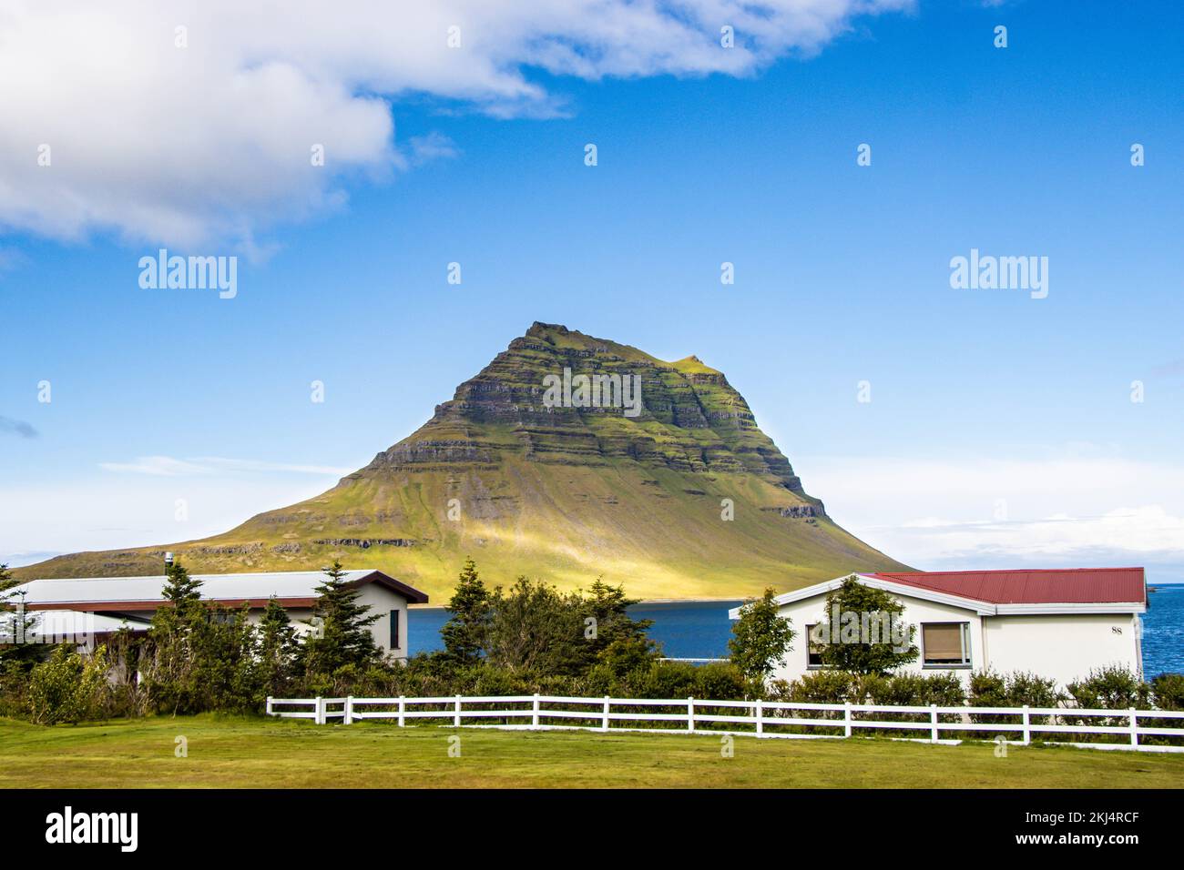 Kirkjufell and atlantic ocean iceland in summer august Stock Photo - Alamy