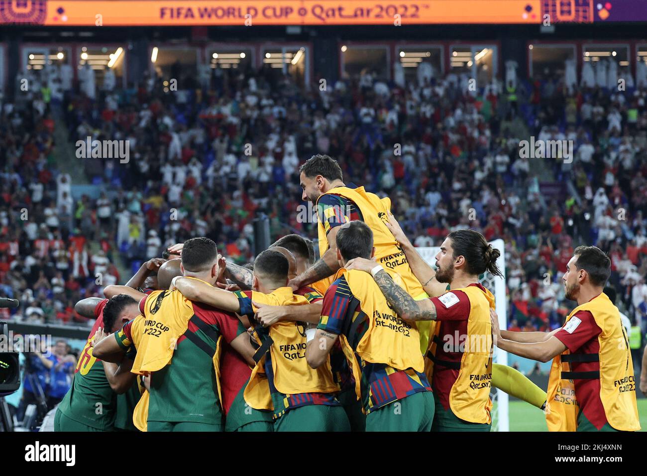 Doha, Qatar. 24th Nov, 2022. Players of Portugal celebrate during the ...