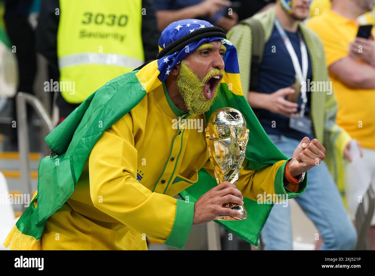 Brazil fans inside the stadium ahead of the FIFA World Cup Group G ...