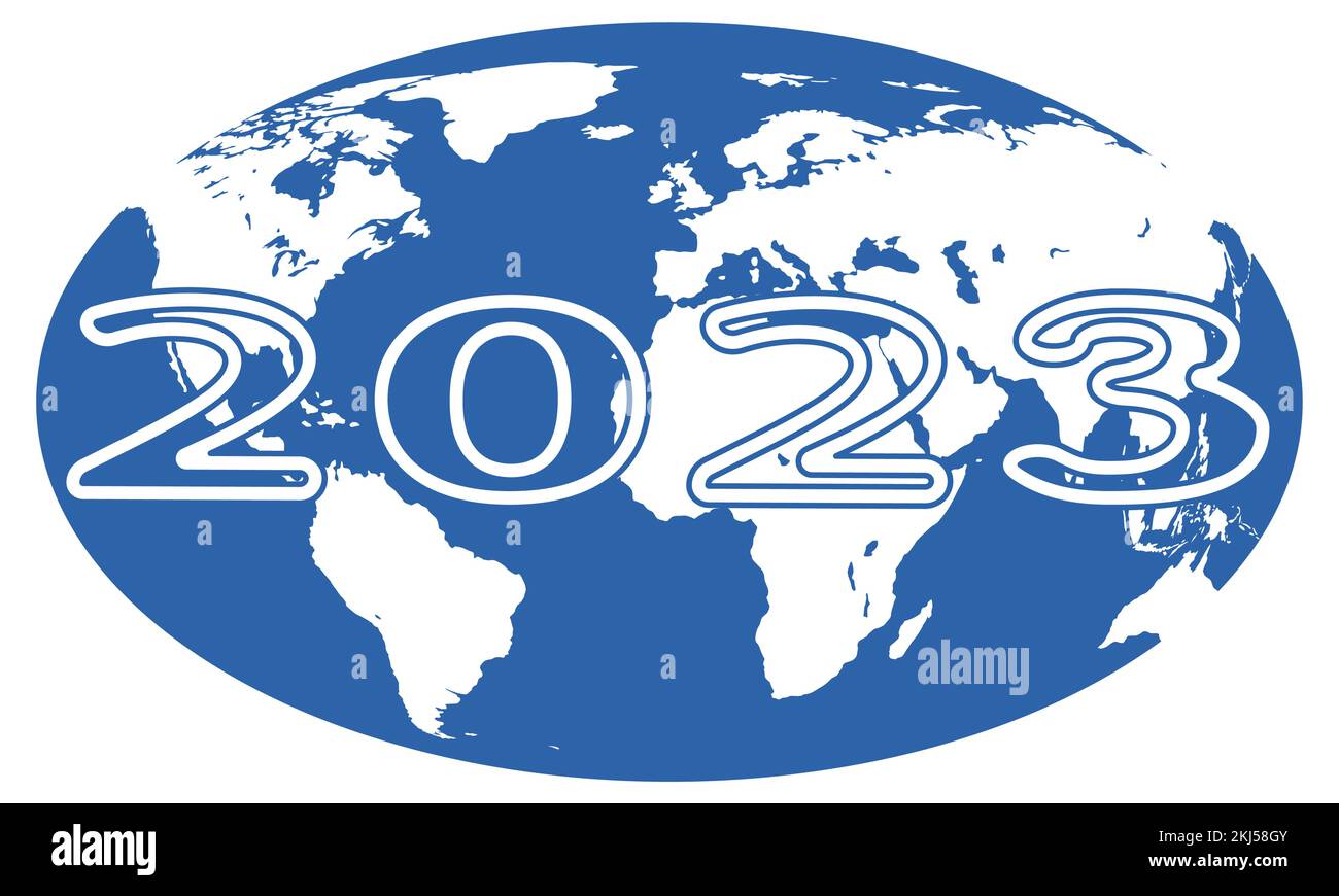 Globe and 2023 New Year text. Elements of this image furnished by NASA ...