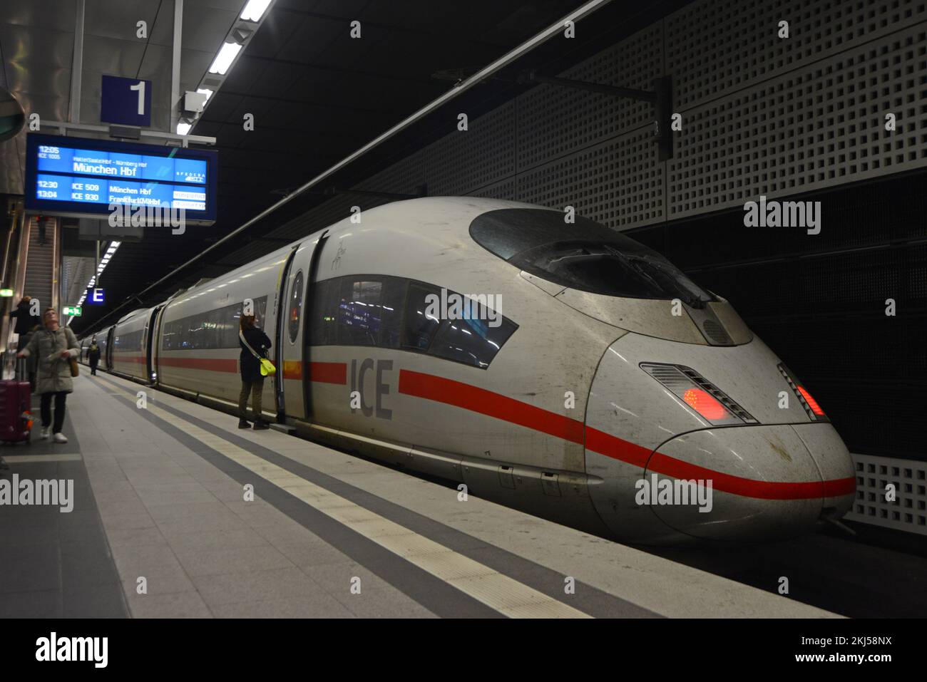 A Deutsche Bahn ICE 4 train ready to depart from BerlinHauptbahnhof ...