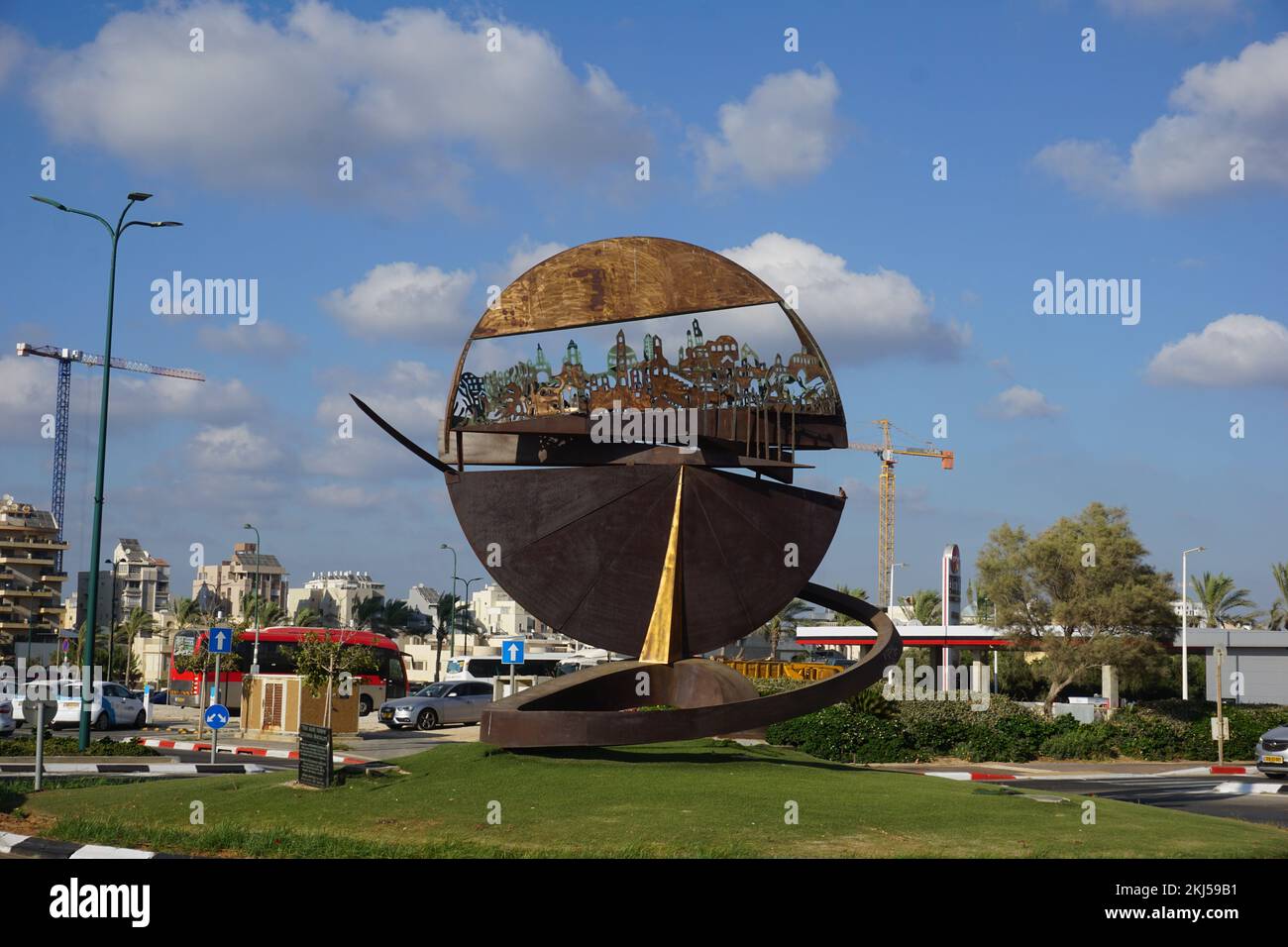 A beautiful monument in an urban city under a cloudy blue sky Stock ...