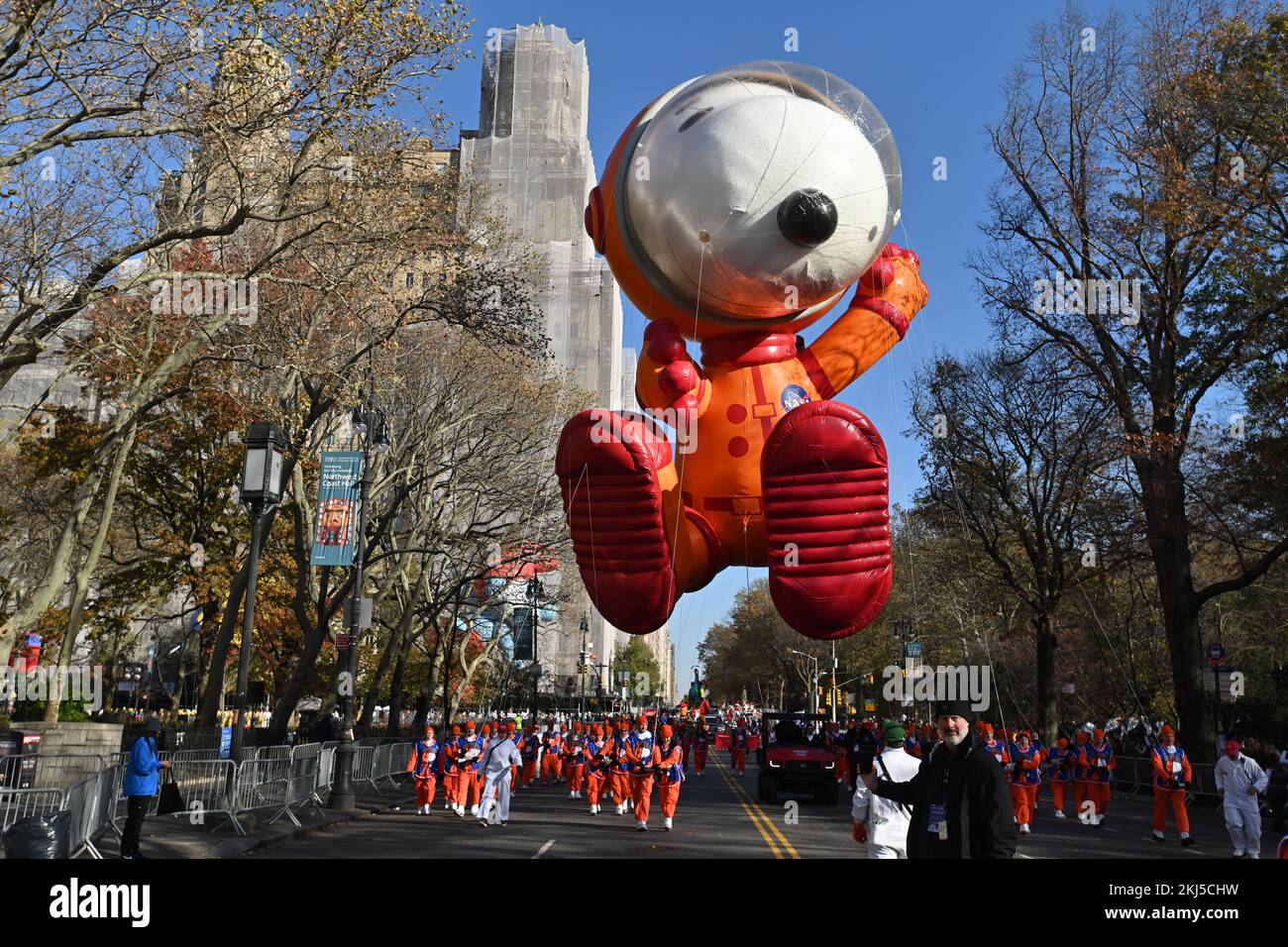 Astronaut Snoopy balloon at the 96th Annual Macy's Thanksgiving Day ...