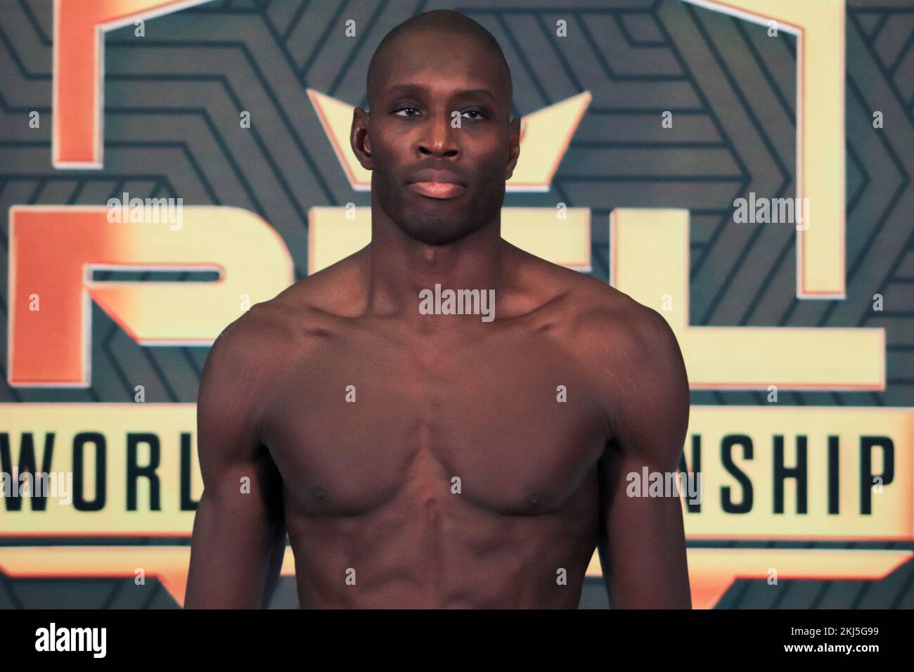 NEW YORK CITY, NY - NOVEMBER 24: Sadibou Sy poses on the scale during ...