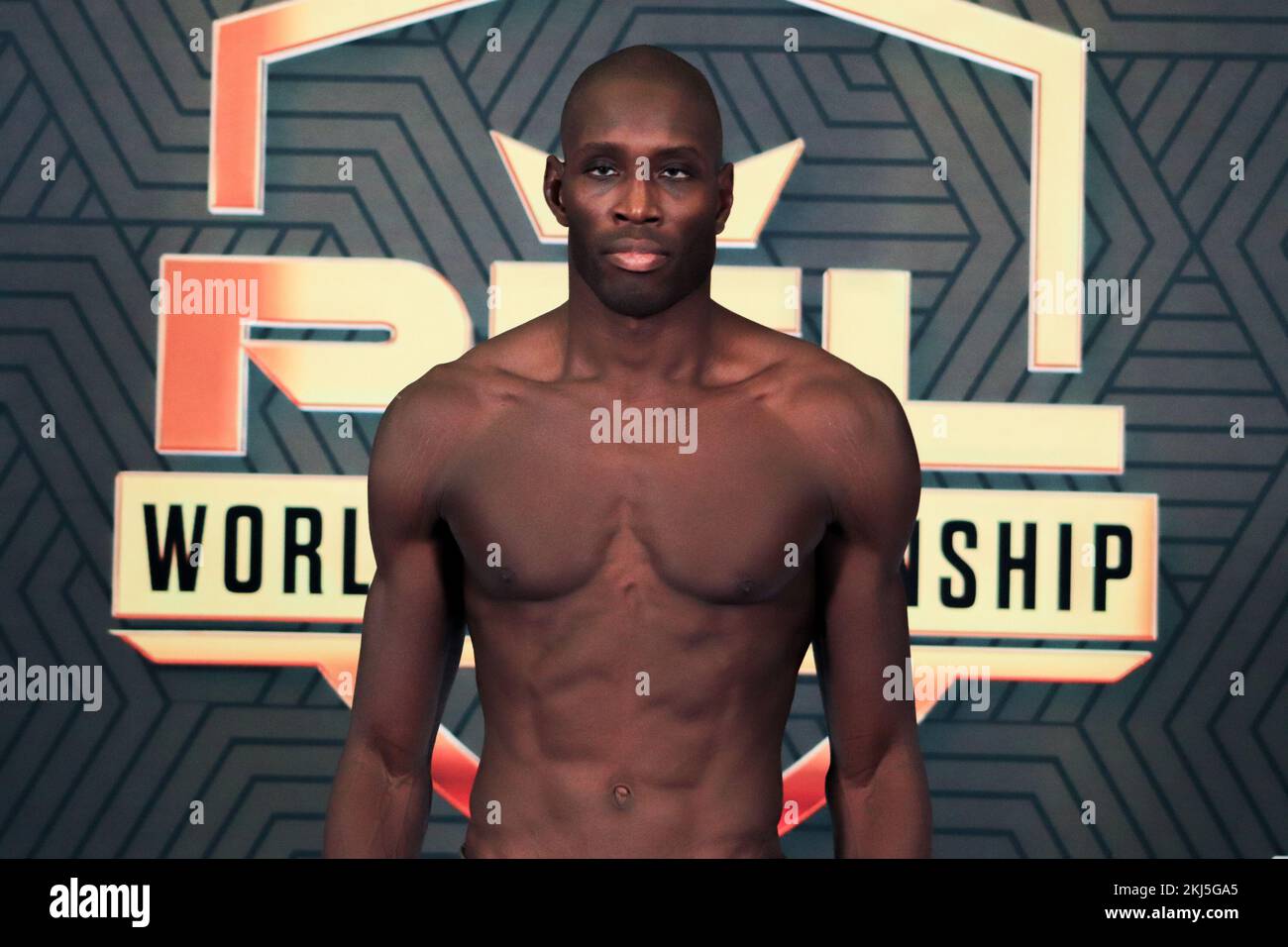 NEW YORK CITY, NY - NOVEMBER 24: Sadibou Sy poses on the scale during ...