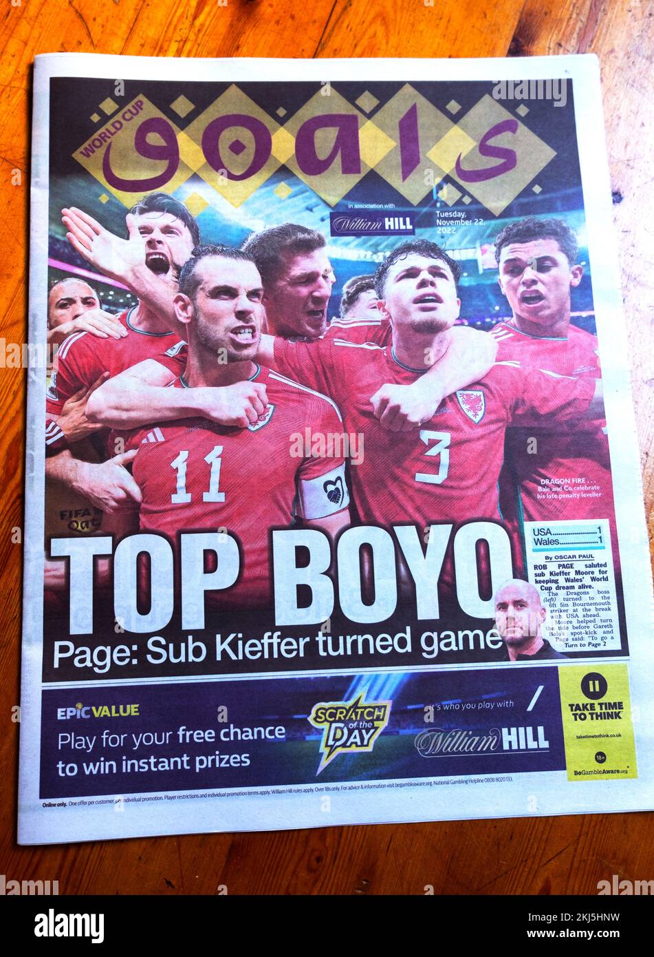 The Sun newspaper sports section Goals 'Top Boyo' Gareth Bale Wales ...