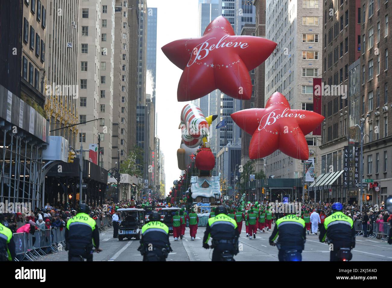 Santa Clause Float At The 96th Annual Macys Thanksgiving Day Parade On