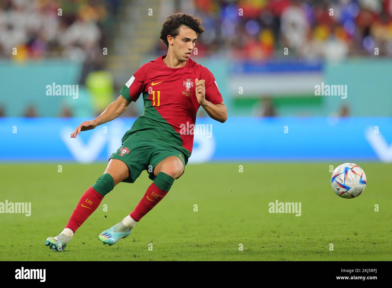 Doha, Qatar. 24th Nov, 2022. Joao Felix of Portugal dribbles the ball ...