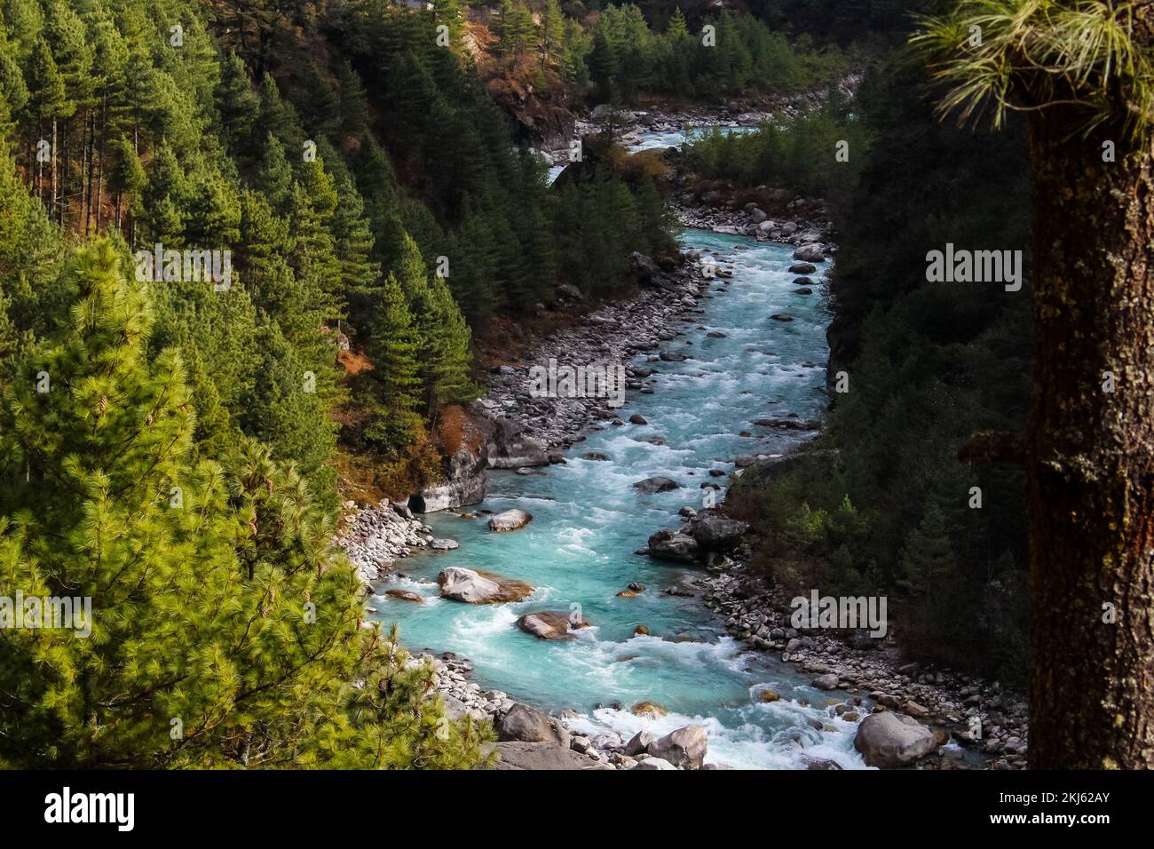 Dudhkoshi River and Bridge in Everest Base Camp Trek, Nepal Stock Photo ...