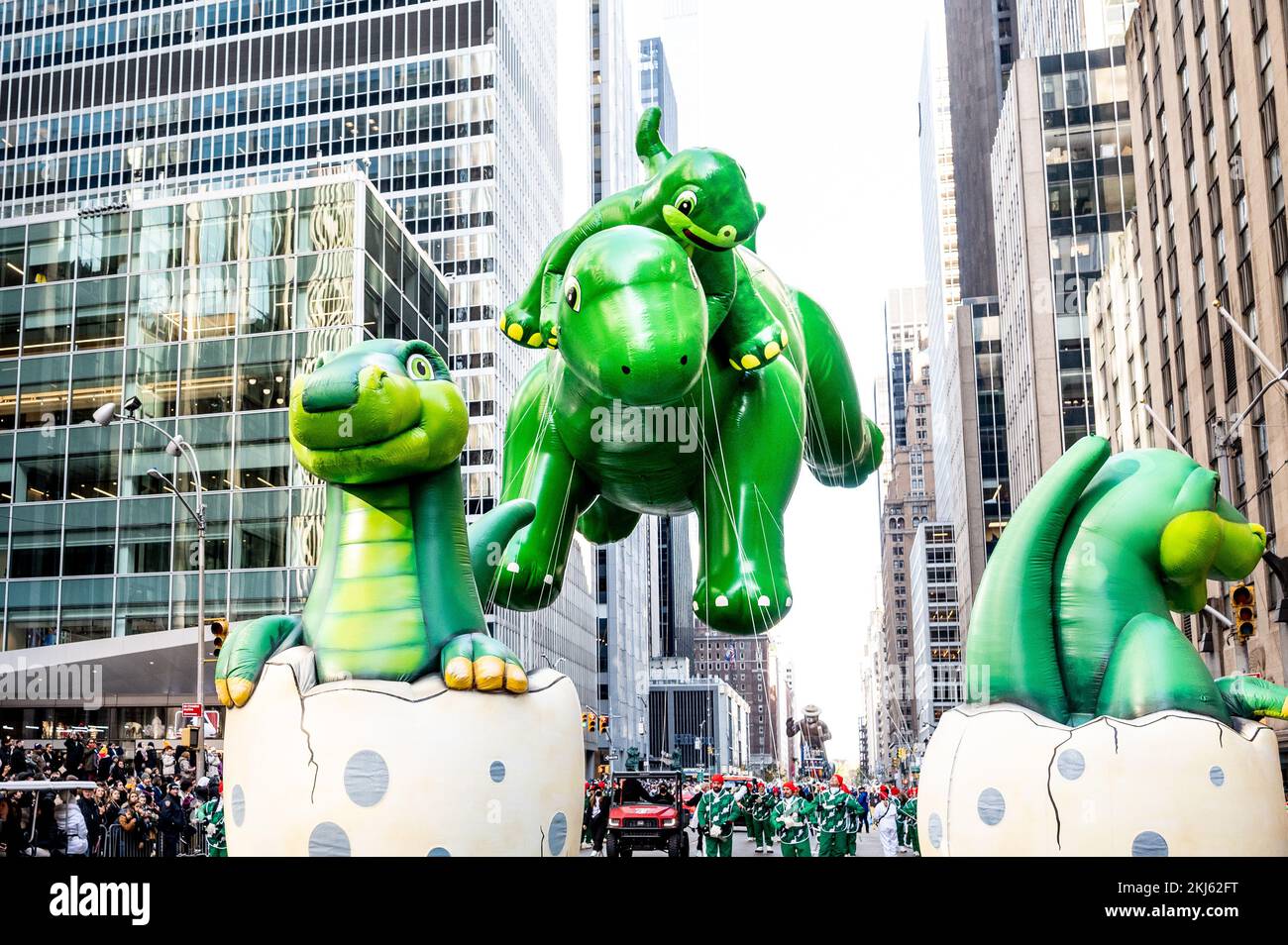 The Sinclair Dino balloon at the Macy's Thanksgiving Day parade in New York City. (Photo by ...