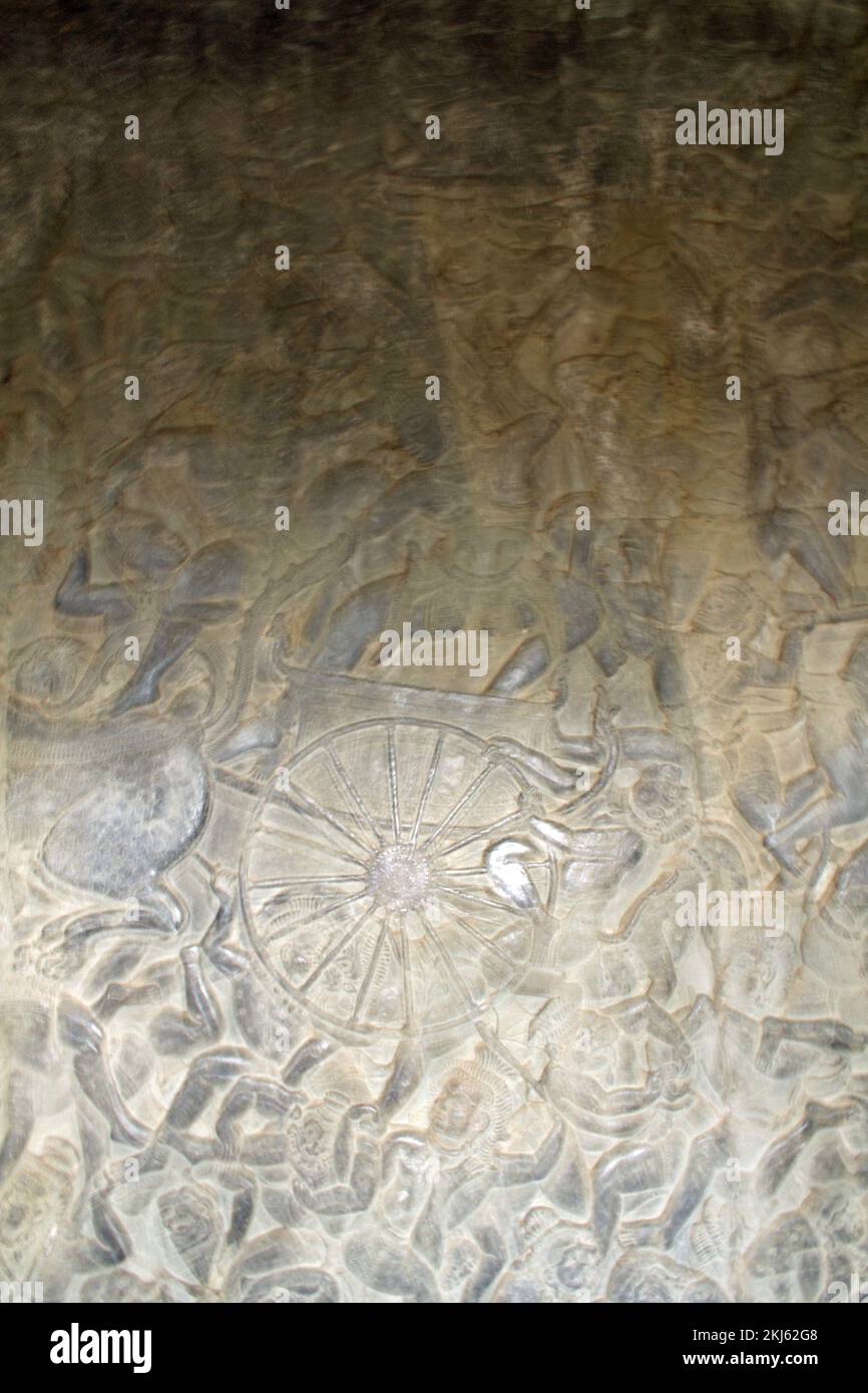 Bas relief depicting battle of Lanka from Ramayana, Angkor Wat, Angkor ...