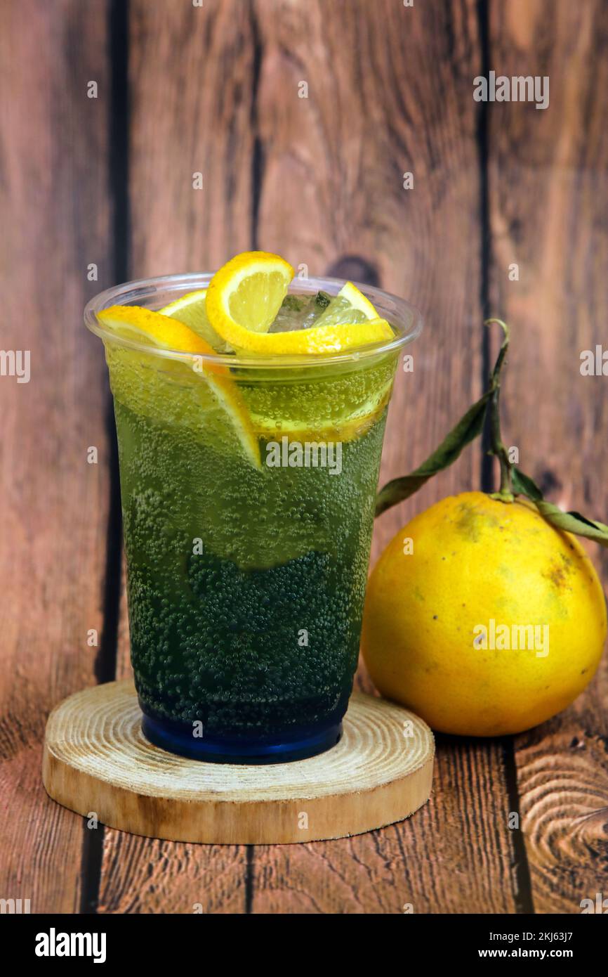Pictures of some juices and smoothies with donuts Stock Photo - Alamy
