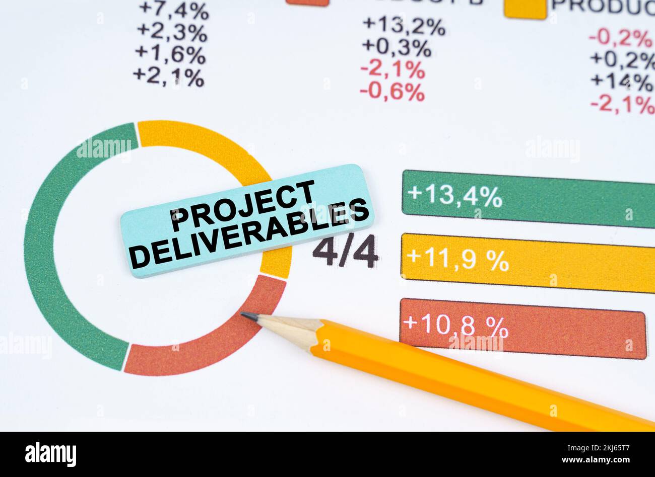 Business concept. On the business diagram is a pen and a sticker with ...