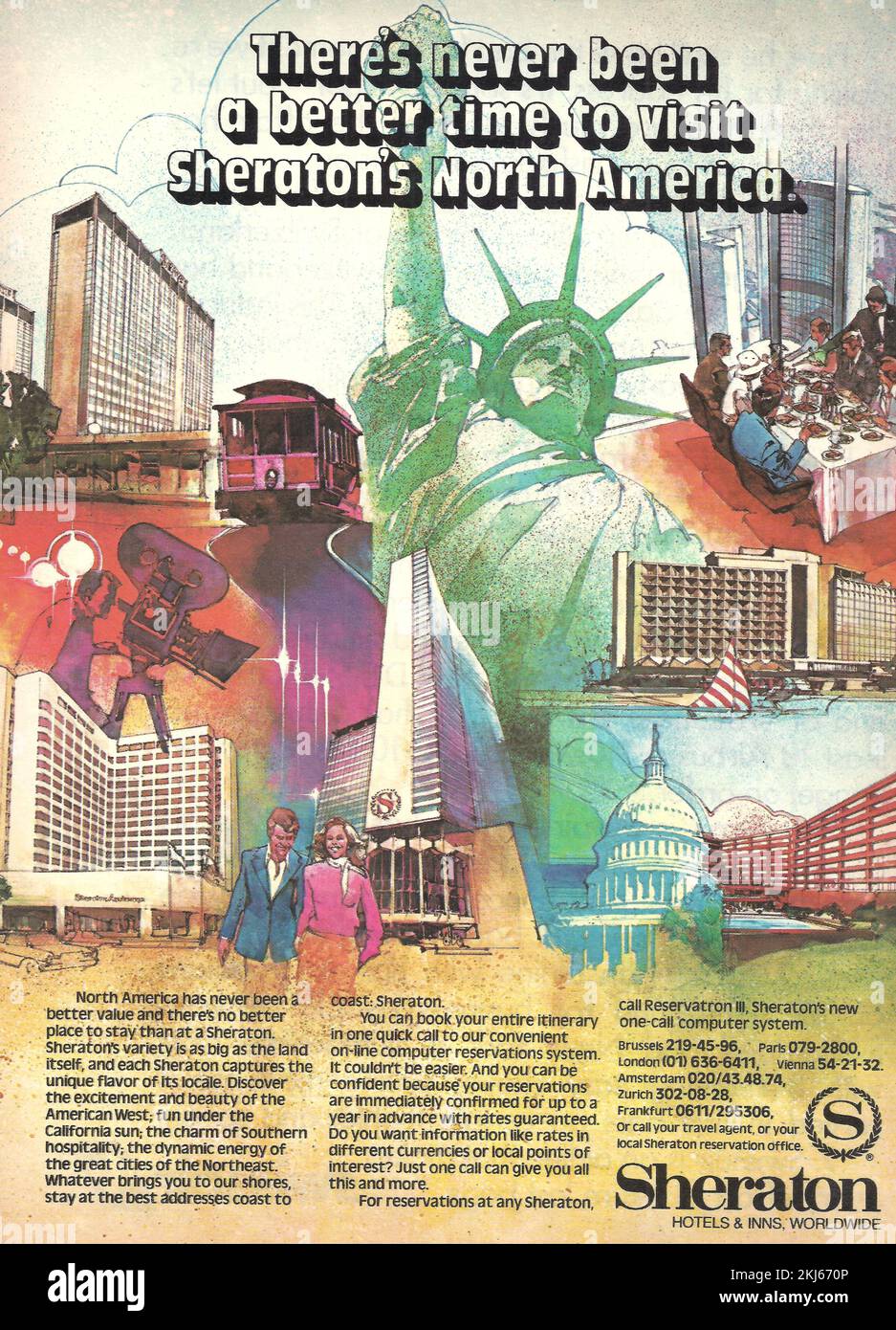 Sheraton hotel Sheraton hotels vintage paper advertisement Stock Photo ...