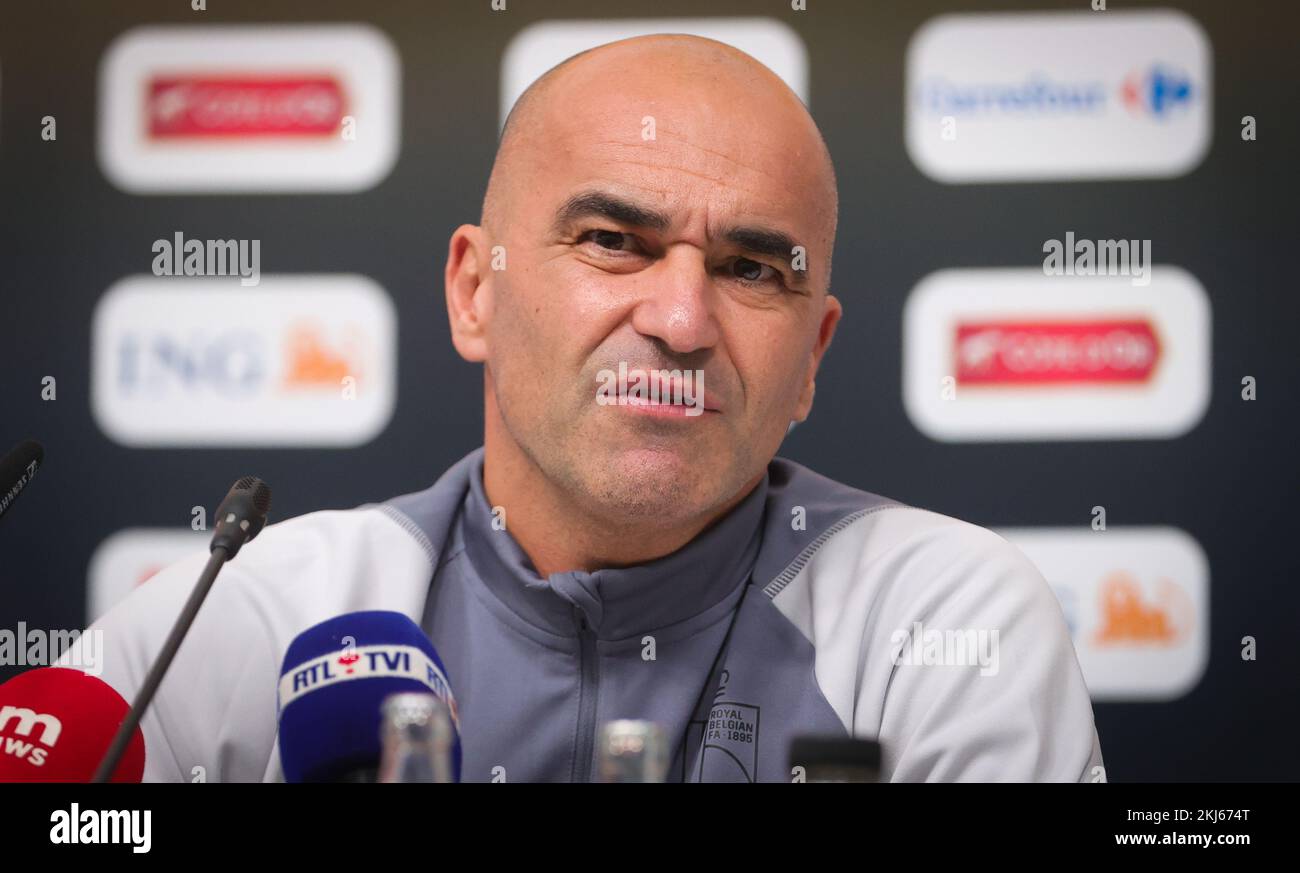 Belgium's head coach Roberto Martinez pictured during a press ...