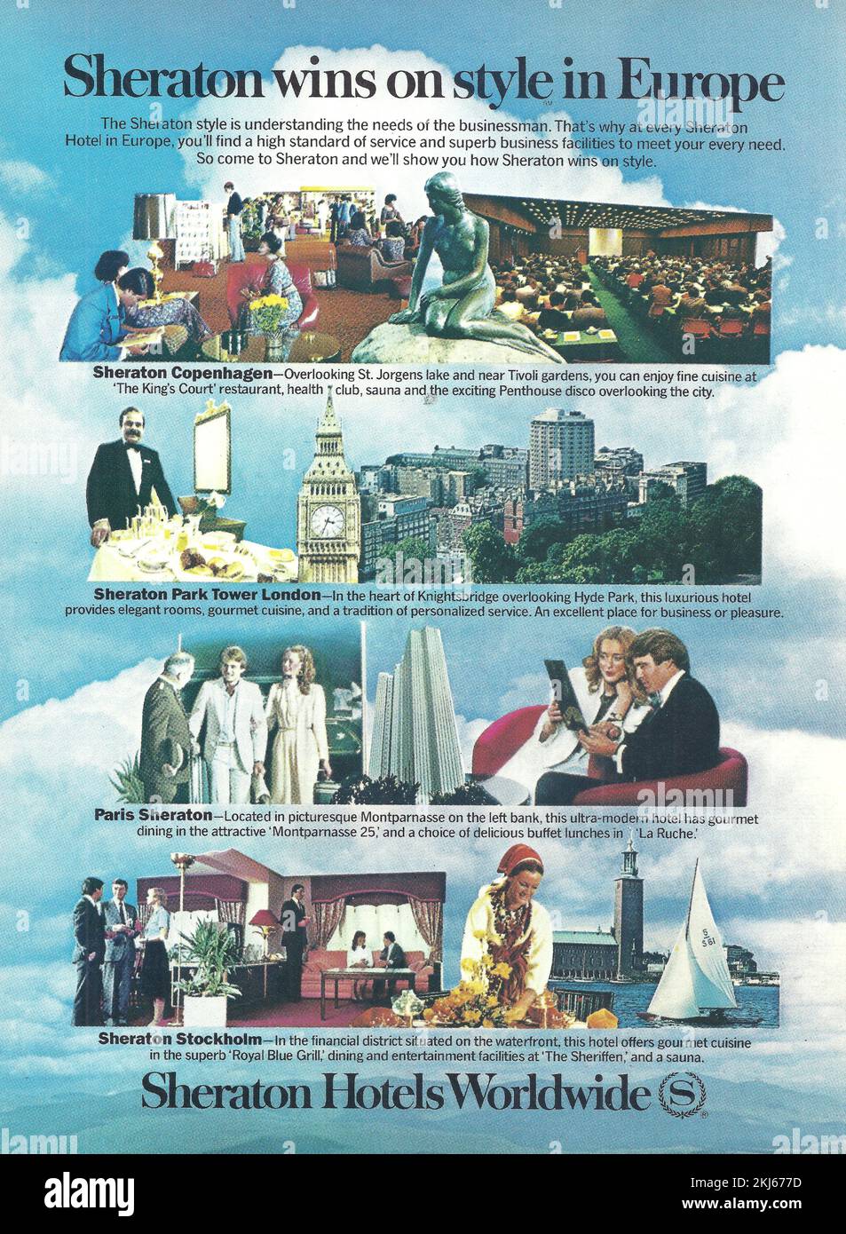 Sheraton hotel Sheraton hotels vintage paper advertisement Stock Photo ...