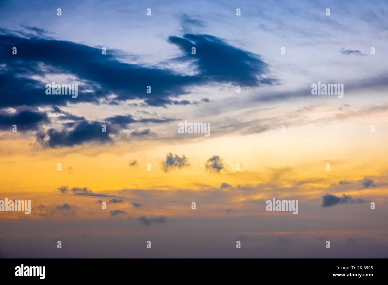 Calm sea with sunset sky and sun through the clouds over. Meditation ...