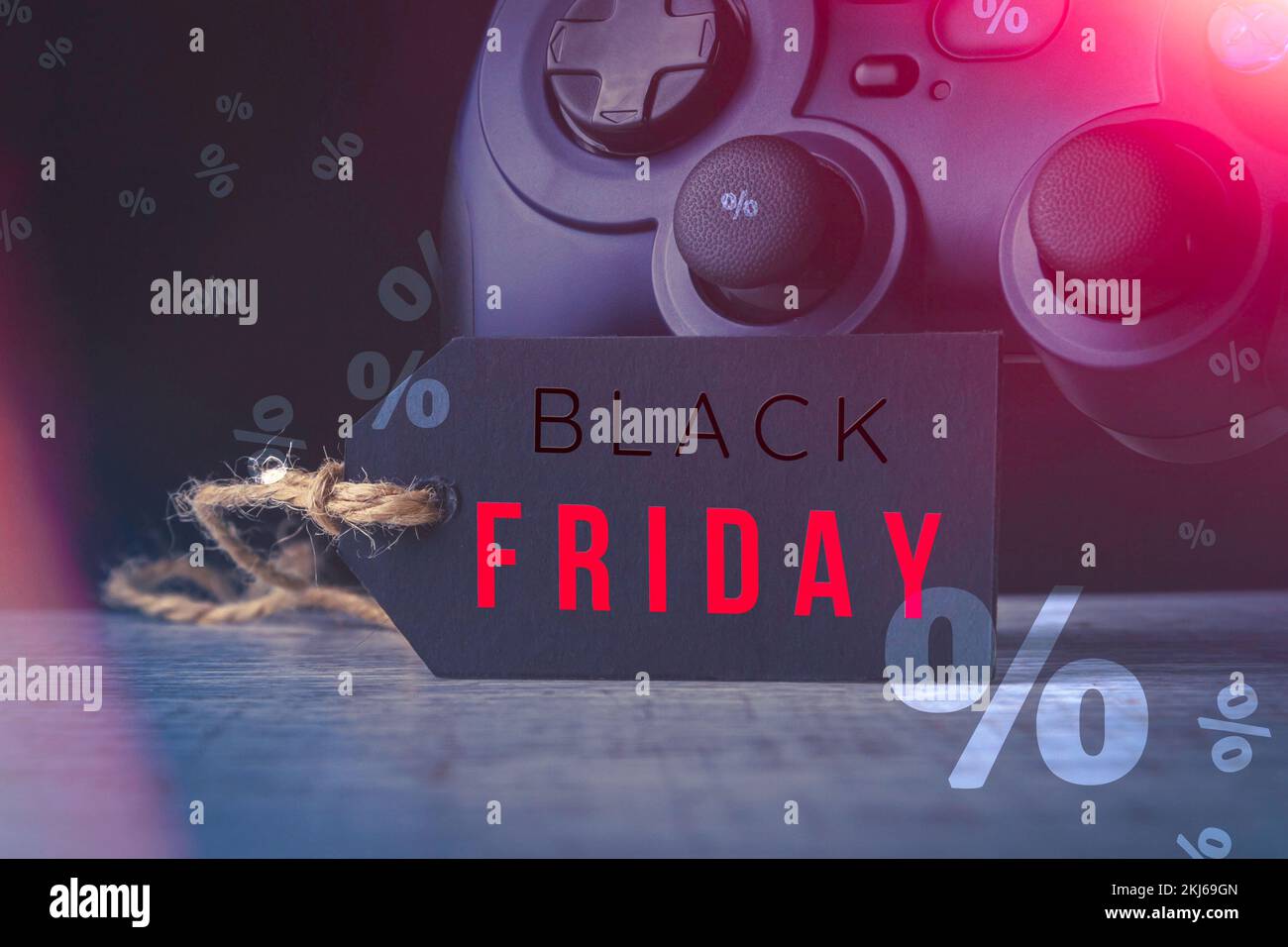 Black friday video game sale. Gamepad and price tag. Cyber sale Stock ...