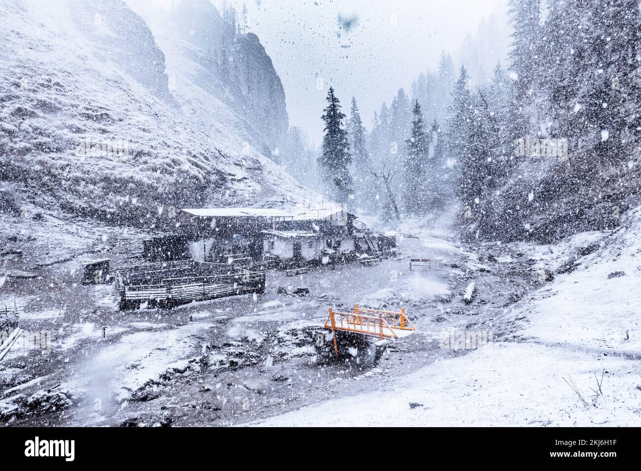 Heavy Snowfall in Rara Lake and Rara National Park, Mugu, Nepal Stock ...