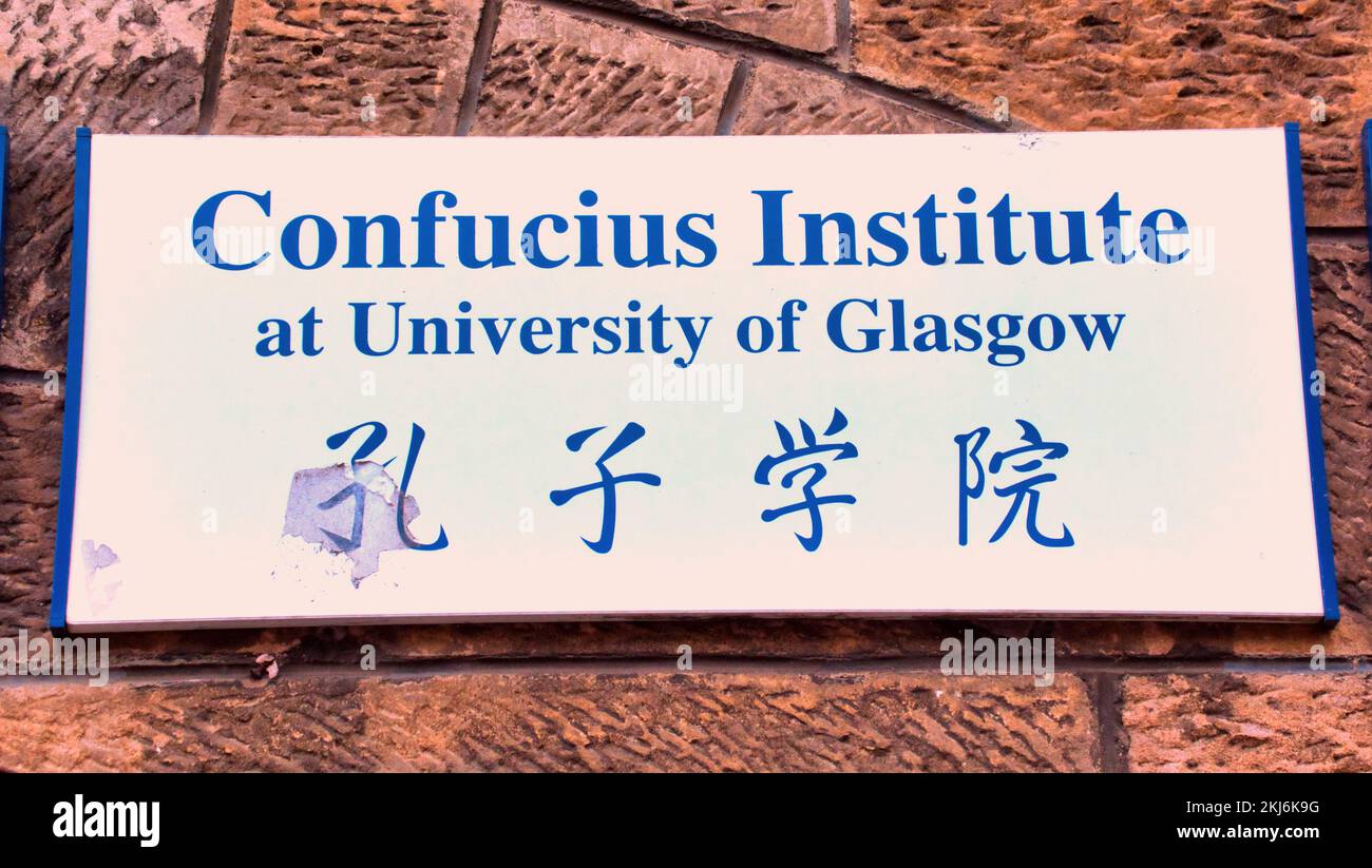Confucius institute at the university of Glasgow sign Stock Photo - Alamy