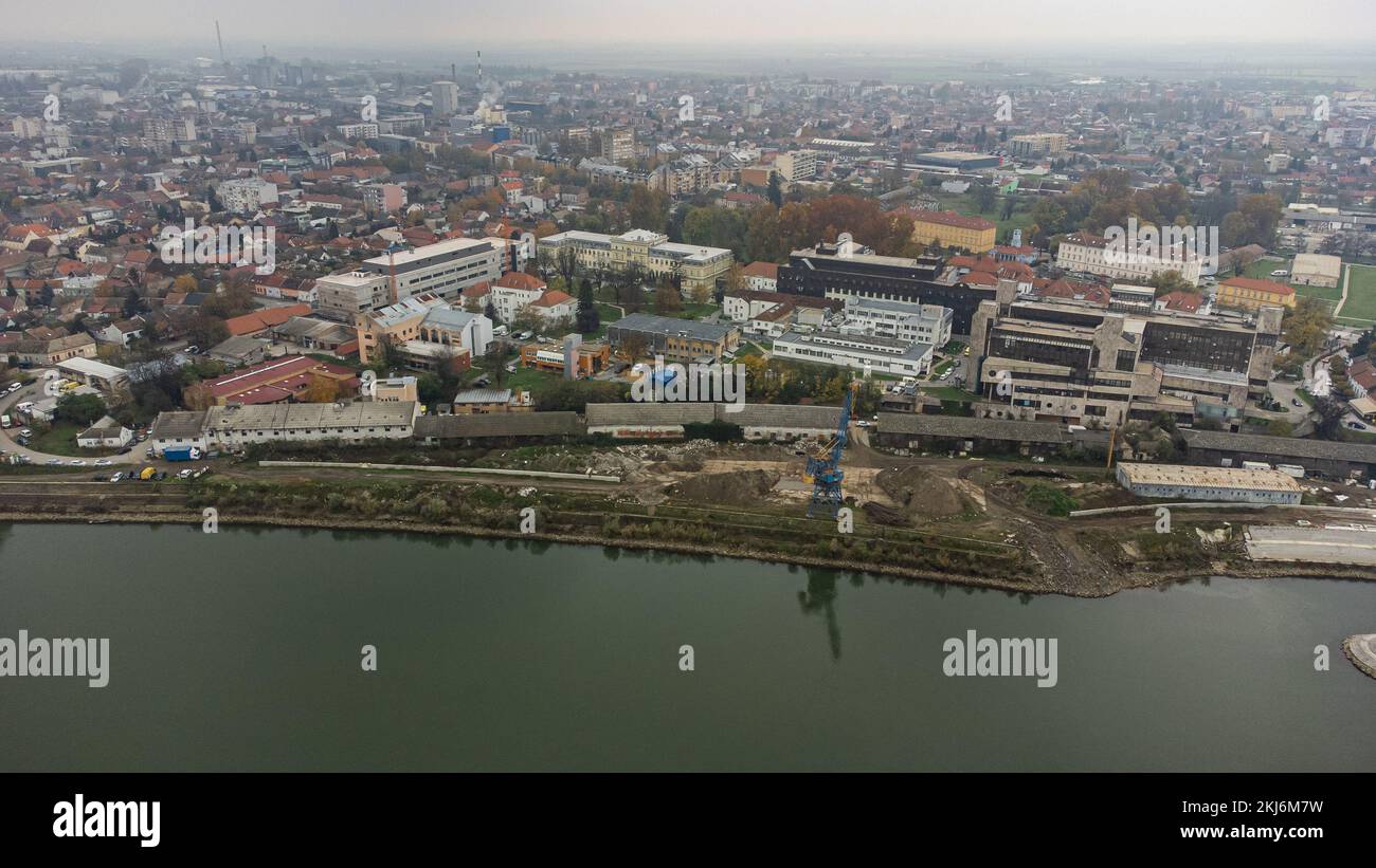 Aerial photo of downtown and Osijek Clinical Hospital Center in Osijek ...