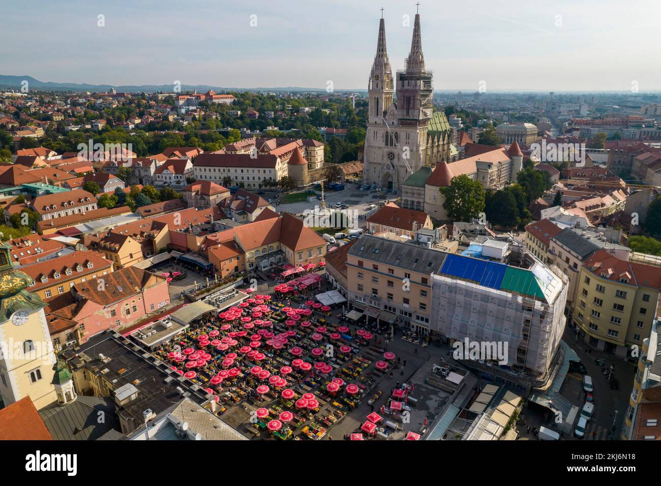 Aerial photography of famous Dolac market in Zagreb, Croatia on ...