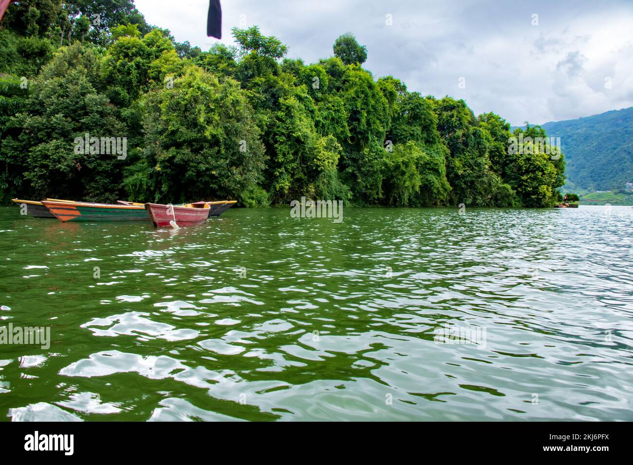 Beautiful Lake with Boats at Phewa Fewa Lake in Pokhara, Nepal Stock ...