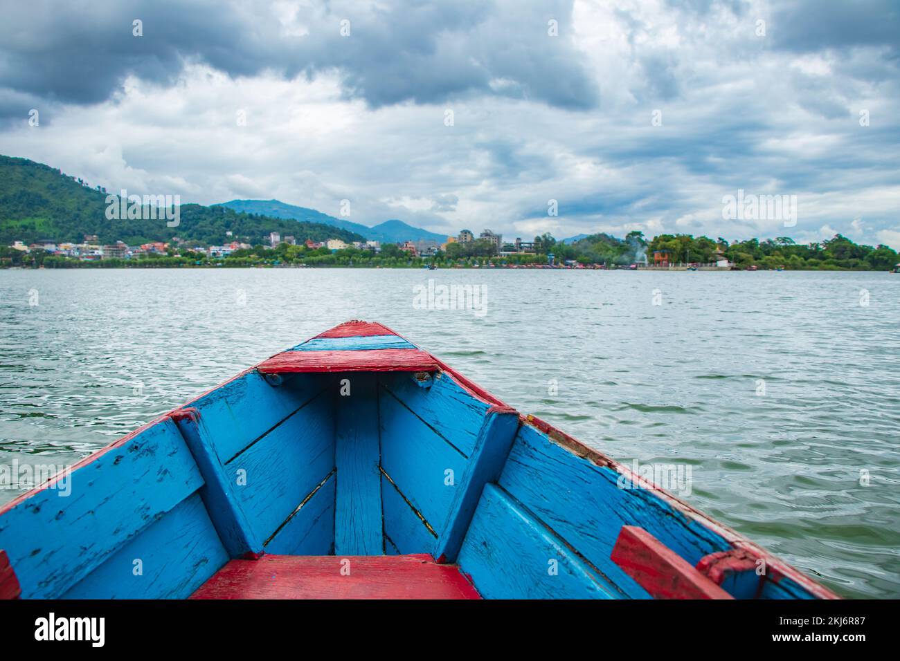 Beautiful Lake with Boats at Phewa Fewa Lake in Pokhara, Nepal Stock ...