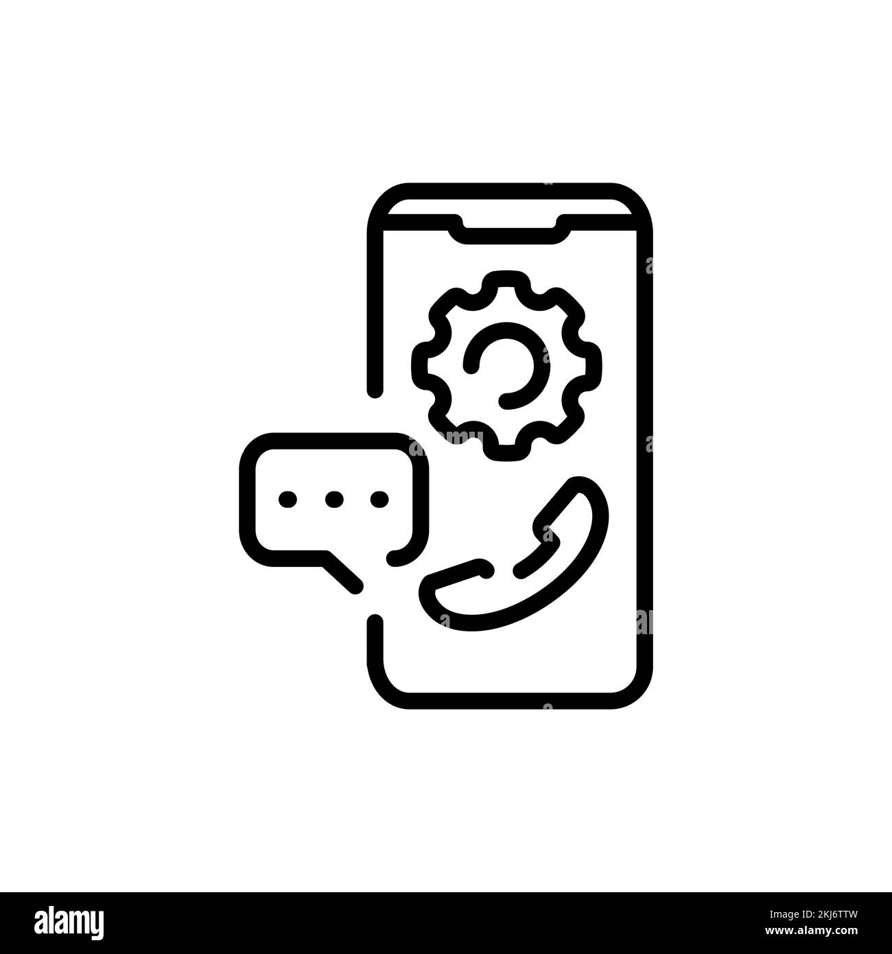 Call support black line Black and White Stock Photos & Images - Alamy