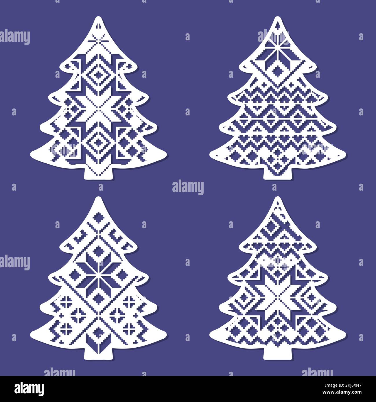 Christmas trees. A set of templates for laser cutting of paper ...
