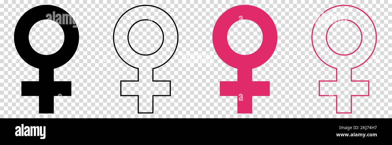 Female symbols. Feminism icons. Flat and line art style. Vector ...