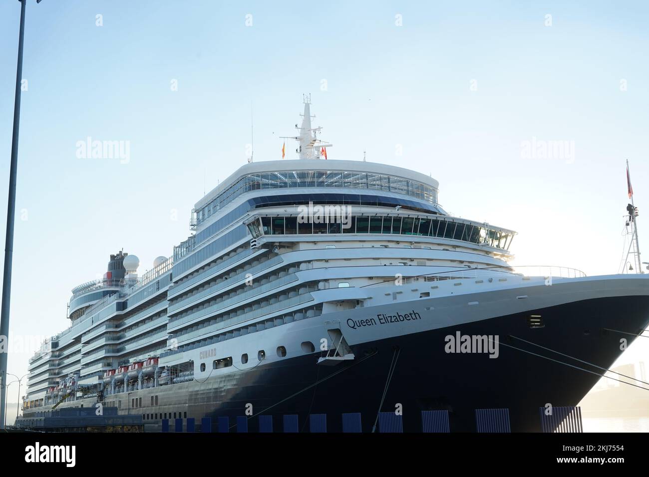 The Queen Elizabeth transatlantic making a stopover in the port of the ...