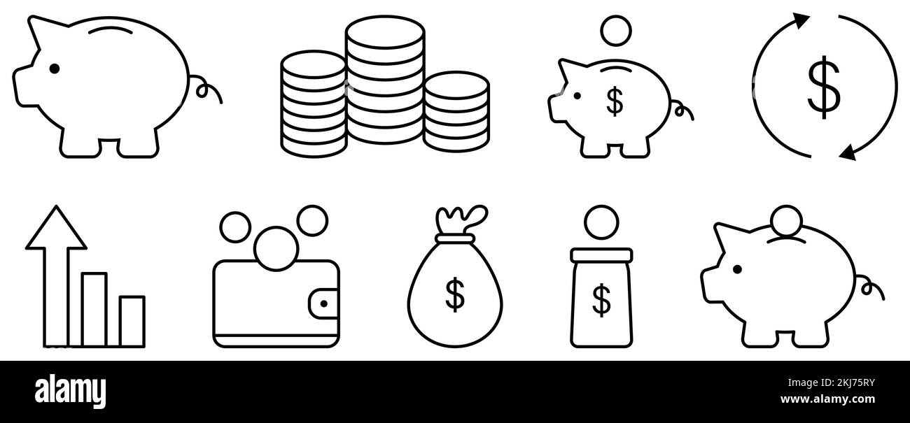 Set of income line icons. Symbol for website design, logo, app, UI ...