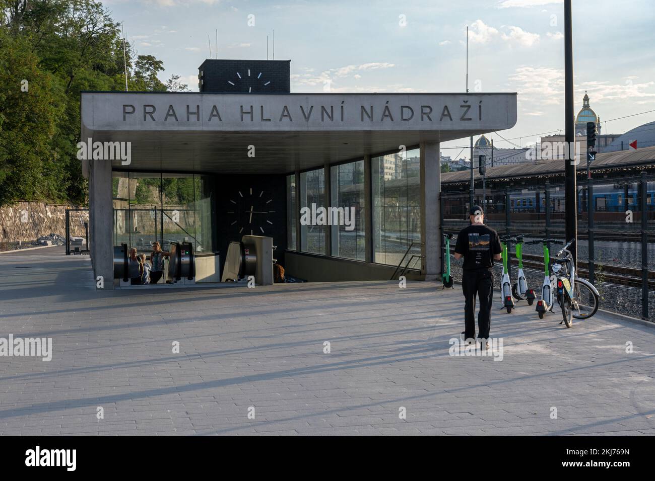 Prague, Czech Republic - 4 September 2022: Man walking towards, Praha ...